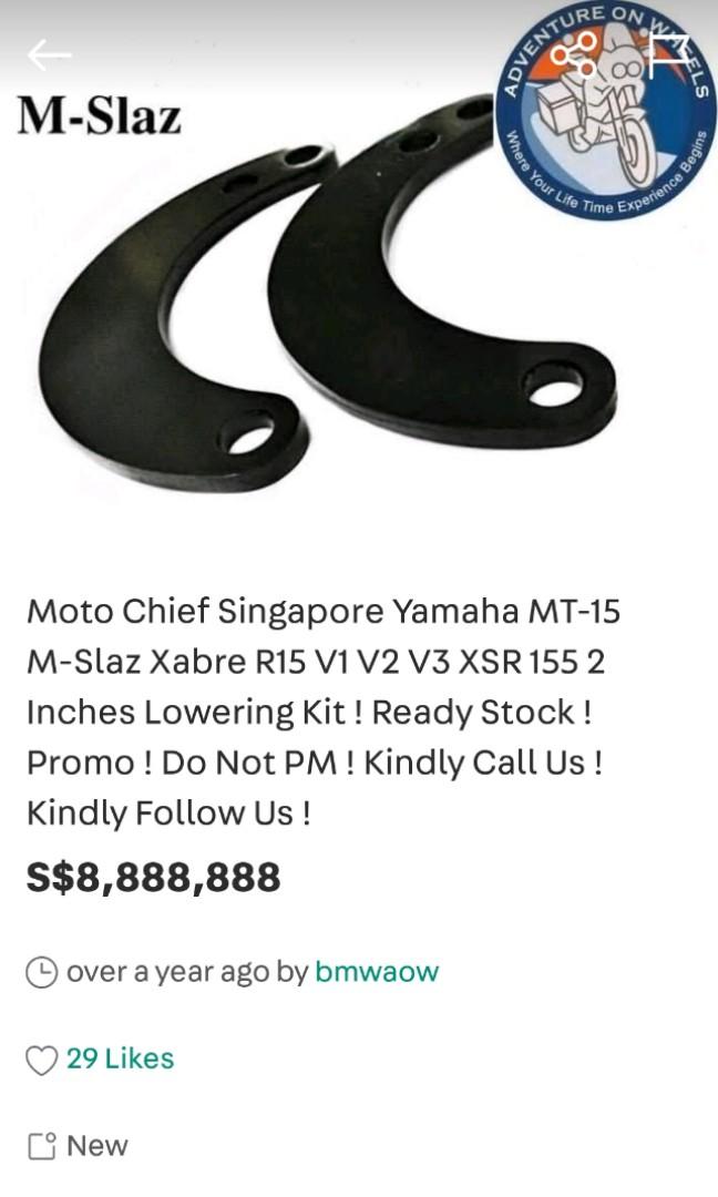 XSR 155 R15 MT15 lowering kit lower kit, Motorcycles, Motorcycle ...