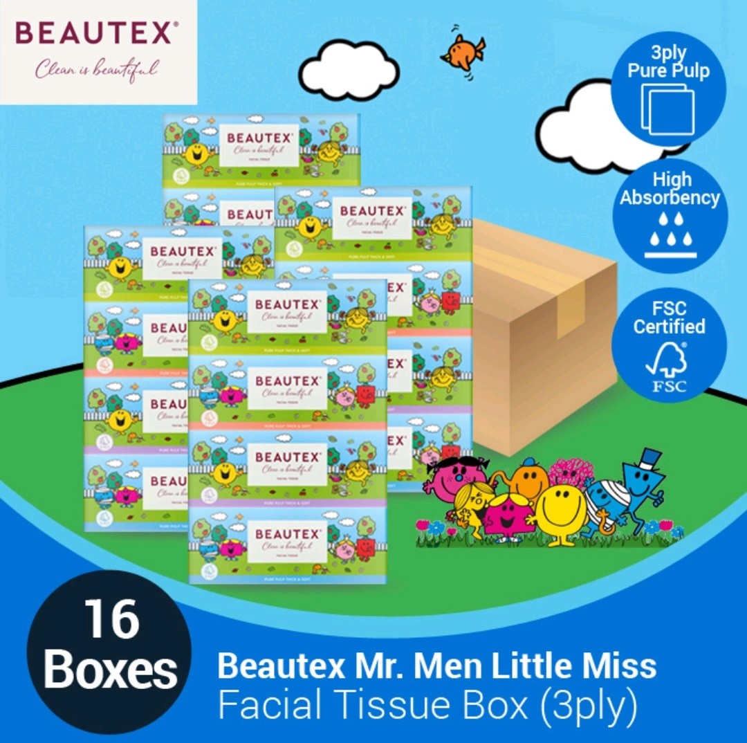 Beautex Facial Tissue Box Mr. Men Little Miss (3ply 16 Boxes x 100 ...
