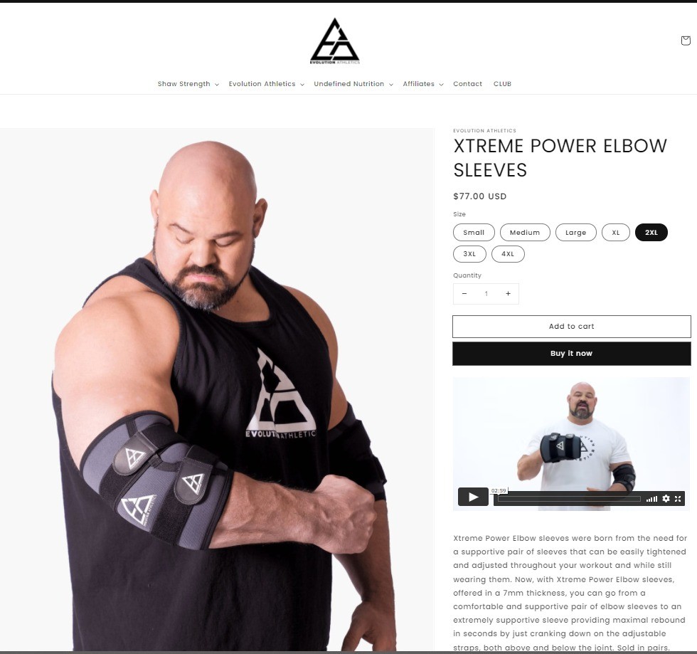 Brian Shaw Evolution Athletics Xtreme Power Elbow Sleeves, Sports ...