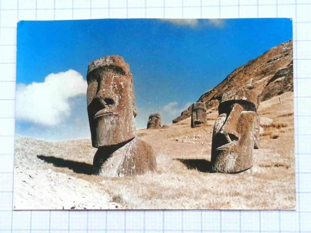 Easter Island Moai statues figures Post Card [Rapa Nui] (rare vintage ...