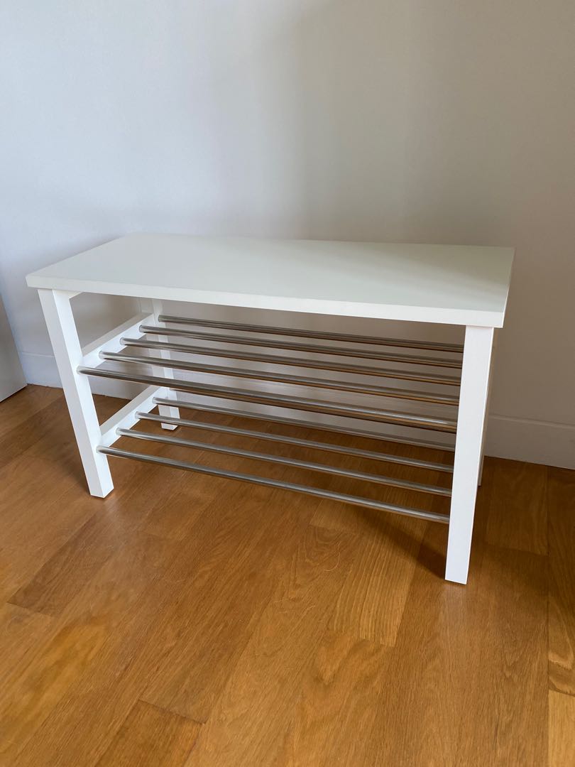 Ikea Bench & Shoe Rack - White - Tsujig, Furniture & Home Living ...