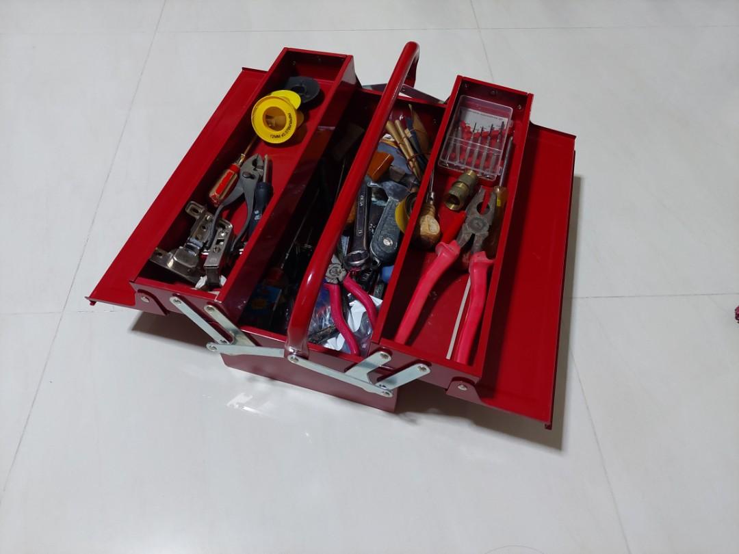 Toolbox with assortment of tools, Furniture & Home Living, Home ...