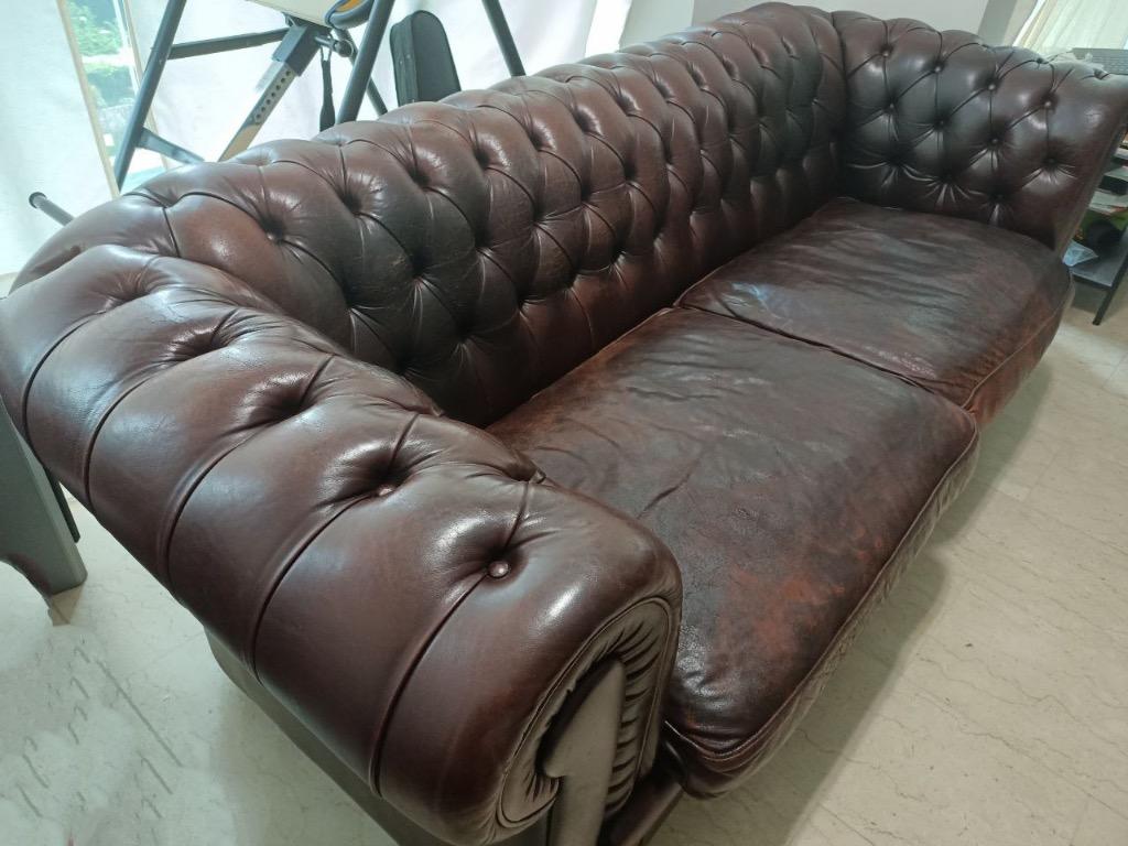 2 NATUZZI King Sofa Leather - Chesterfield style Living, Furniture ...
