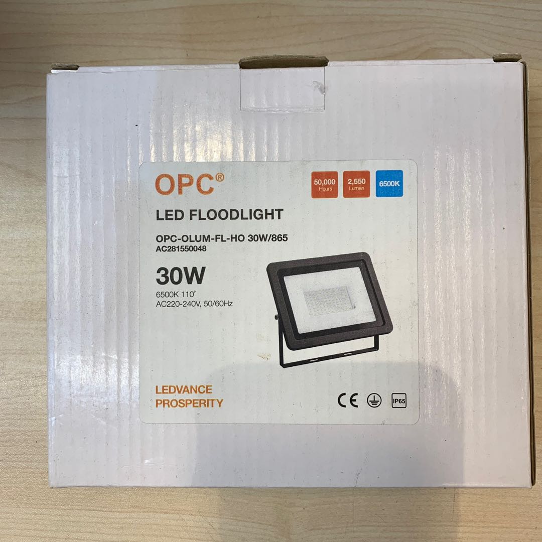 OPC 30w IP65 Floodlight 220-240v 4000k 6500k LED 防水 泛光燈 射燈, 傢俬＆家居, 燈飾及 ...