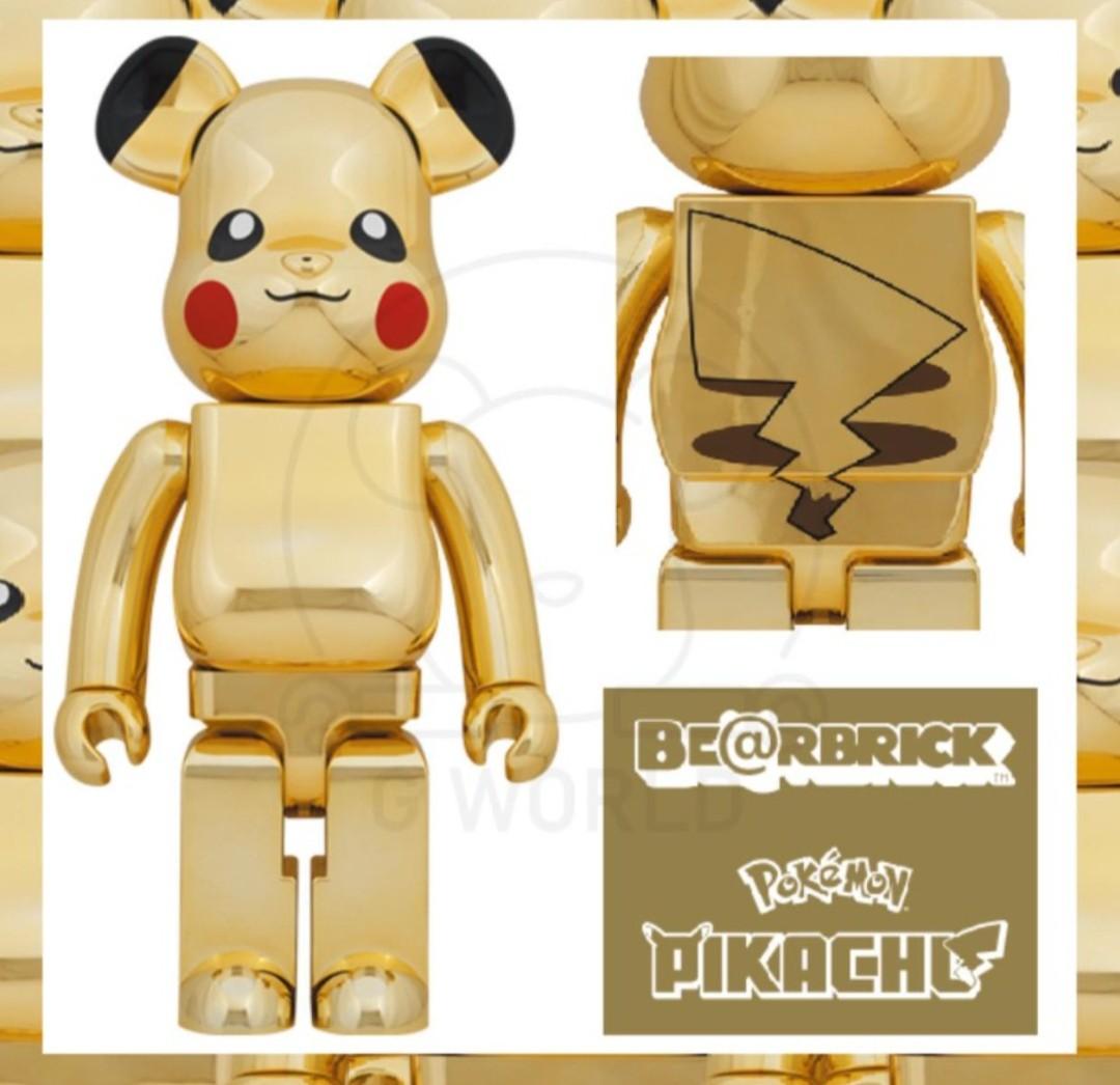 Pikachu Gold Chrome Bearbrick 400%+100%, Hobbies & Toys, Toys & Games ...