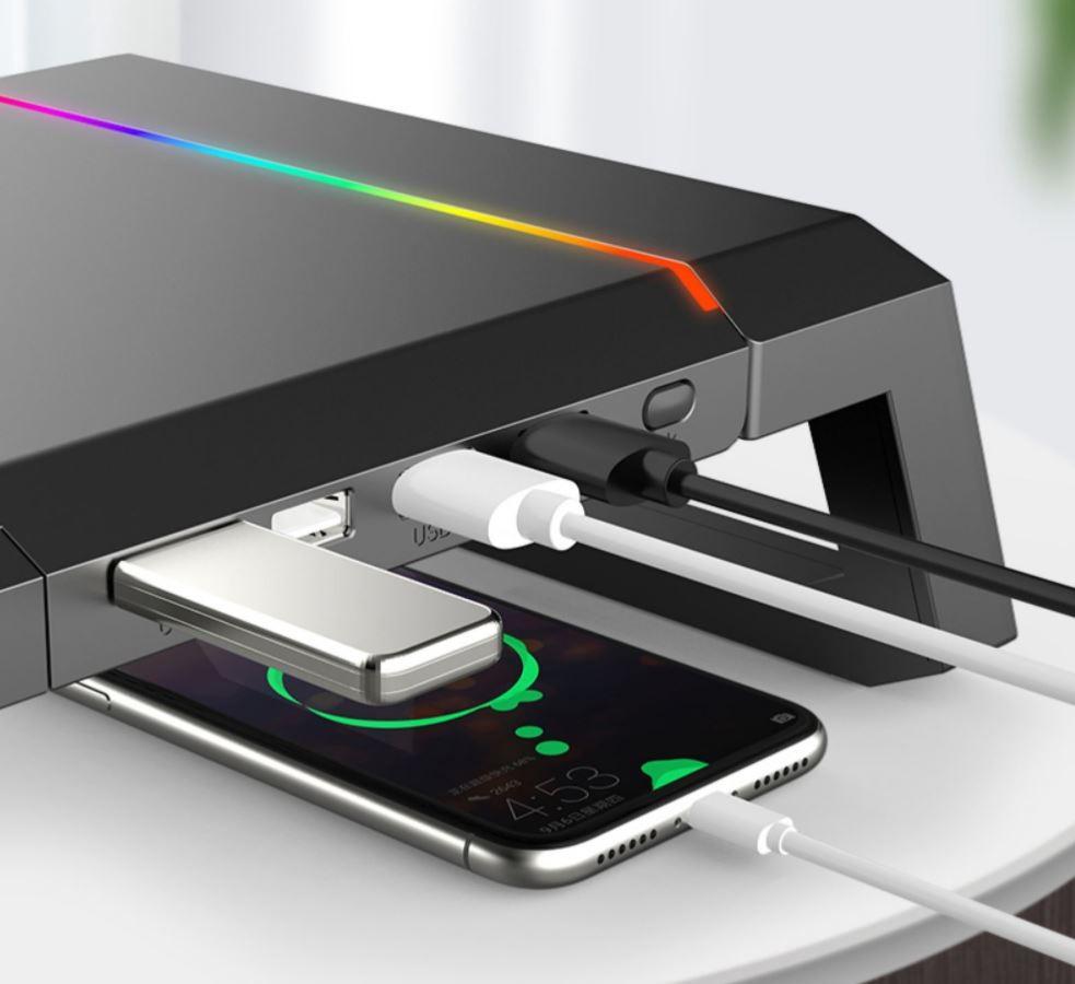 Rgb monitor stand with USB ports, Computers & Tech, Parts & Accessories ...
