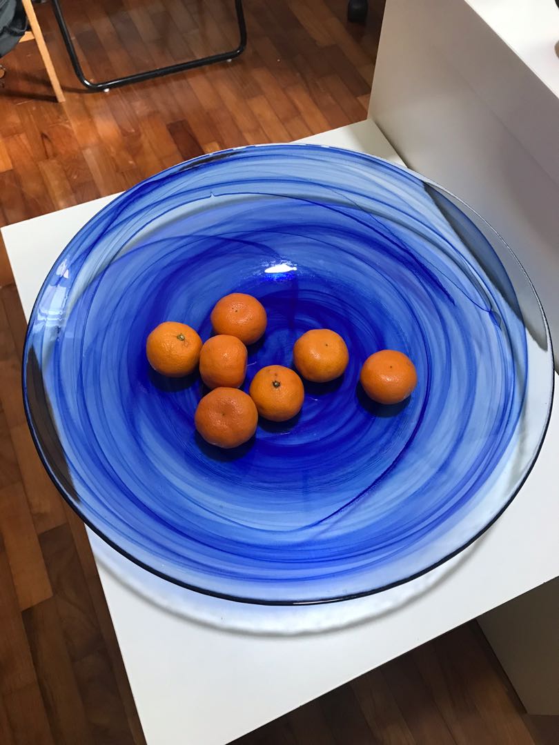 Royal blue glass plate, Furniture & Home Living, Home Decor, Vases ...