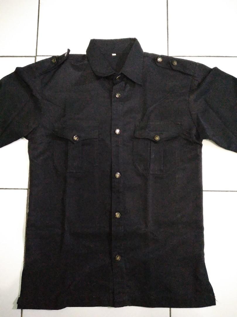 Seragam security (safari) hitam lengan panjang, Fesyen Pria, Pakaian ...