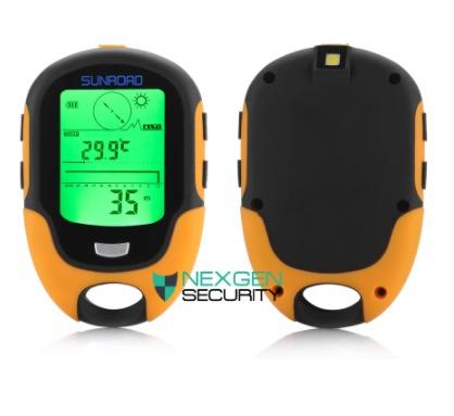 [全新]SunRoad FR500 四合一電子高度計 海拔表 登山高度表 海拔儀 濕度多功能釣魚氣壓計指北針指南針手電筒 橙色, 運動產品 ...