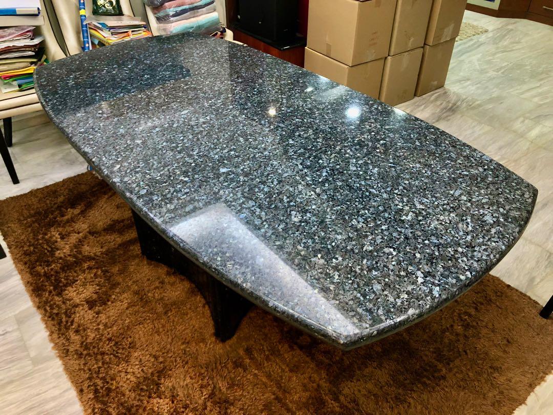 [URGENT] Solid Dark Blue Marble Granite Dining Table, Furniture & Home ...