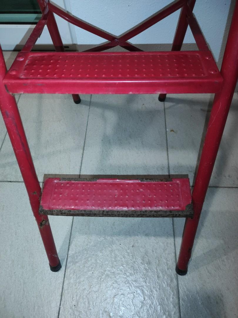 3 steps red ladder, Furniture & Home Living, Home Improvement ...