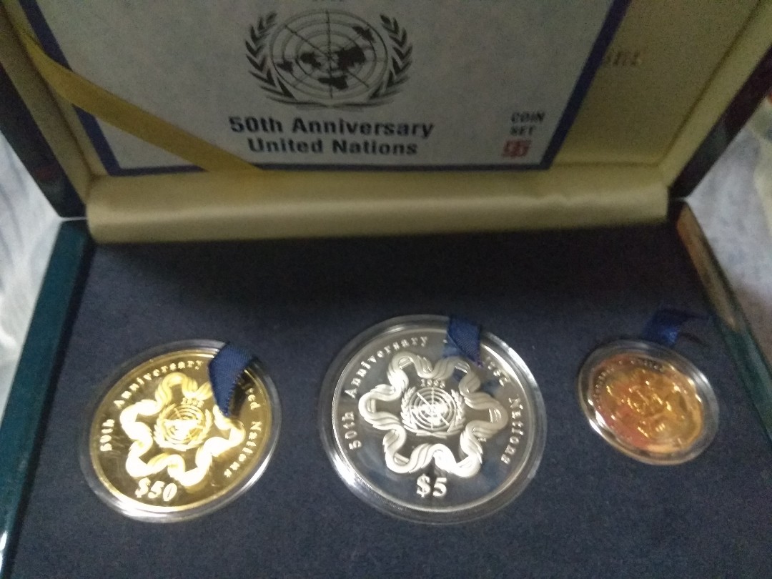 50th anniversary united nations commemorative coin set gold 1995 ...