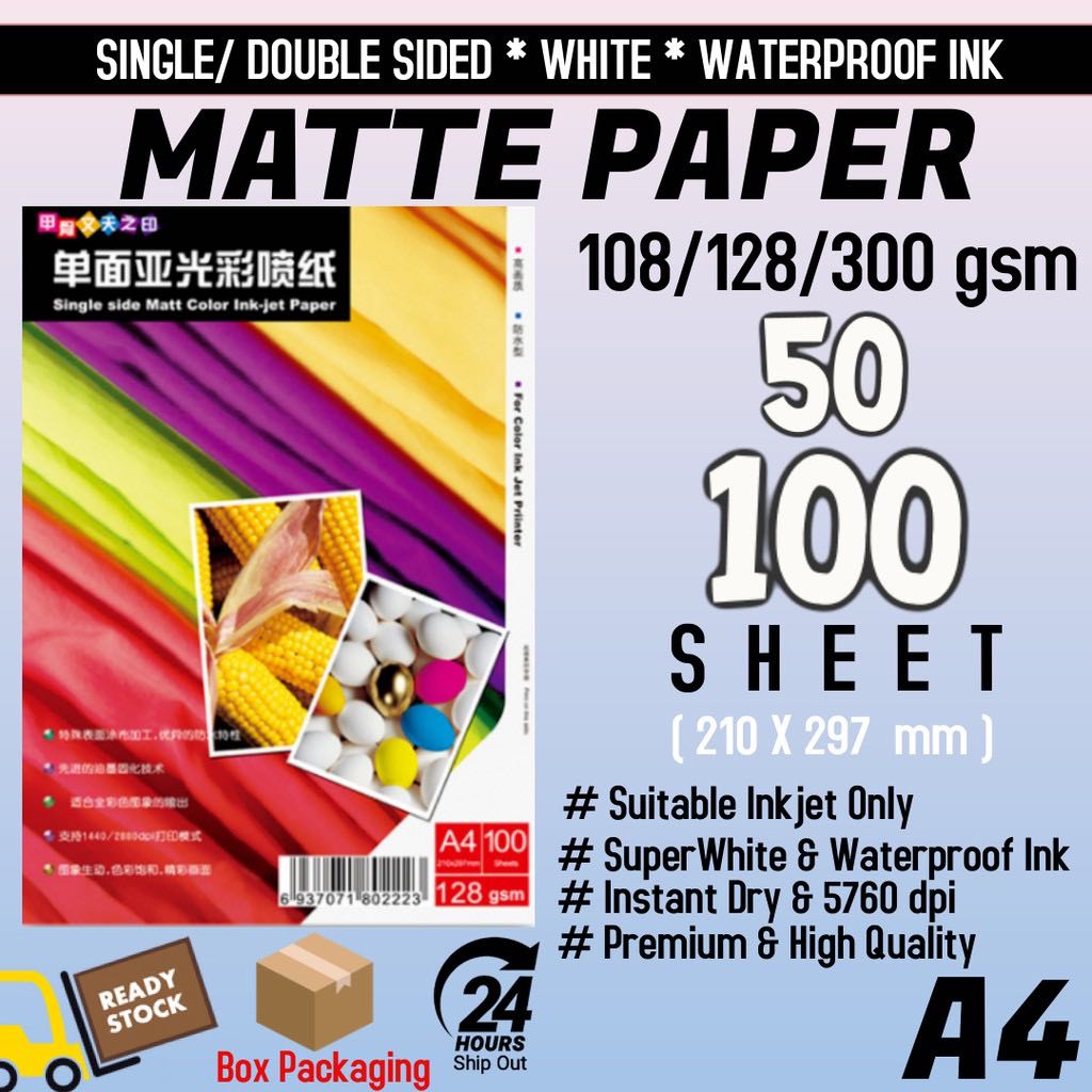 A4 Matte Paper, Hobbies & Toys, Stationery & Craft, Craft Supplies ...