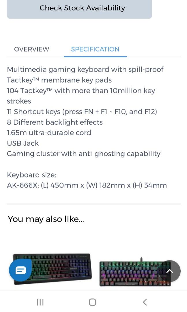 AK666X Kalashnikov Membrane Keyboard, Computers & Tech, Parts ...