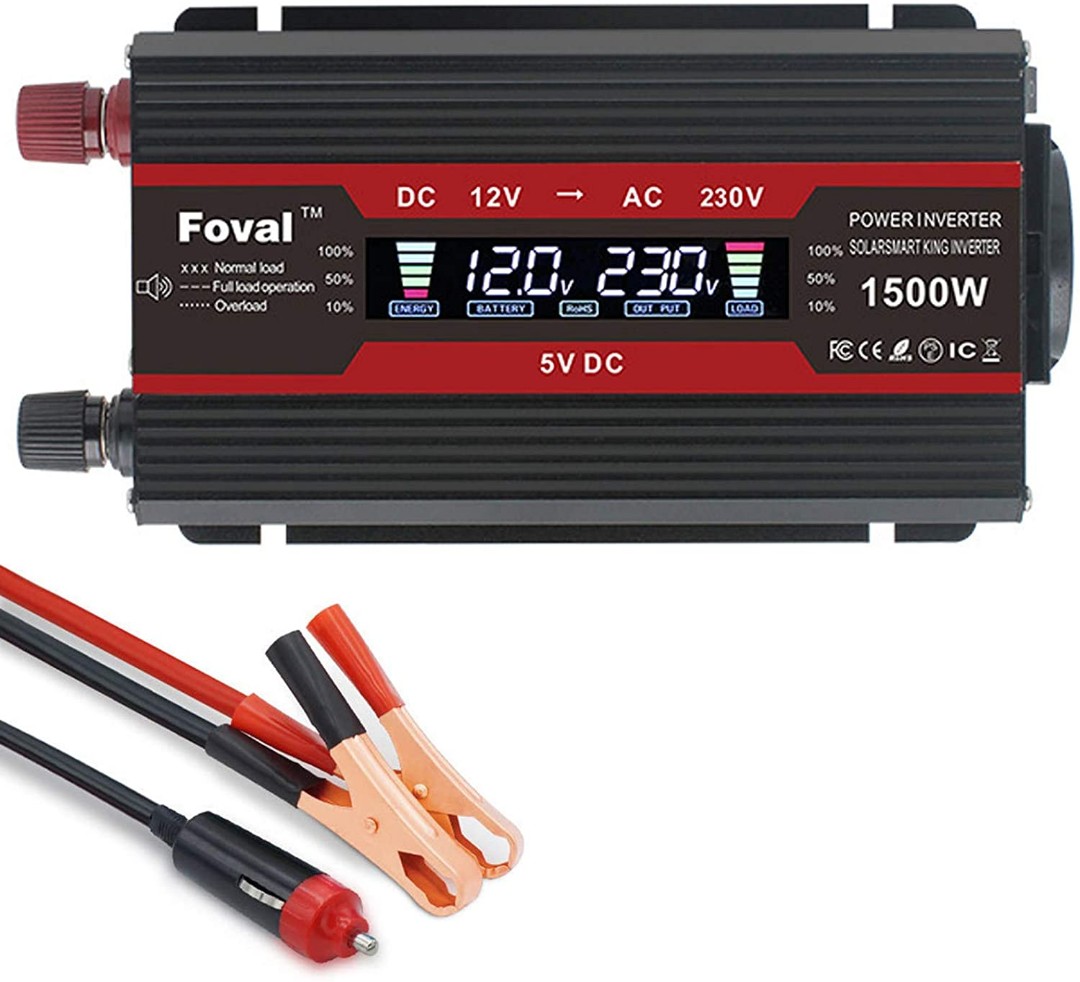 Car Power Inverter 1500W, FOVAL Voltage Converter with 2 USB ports 1 ...