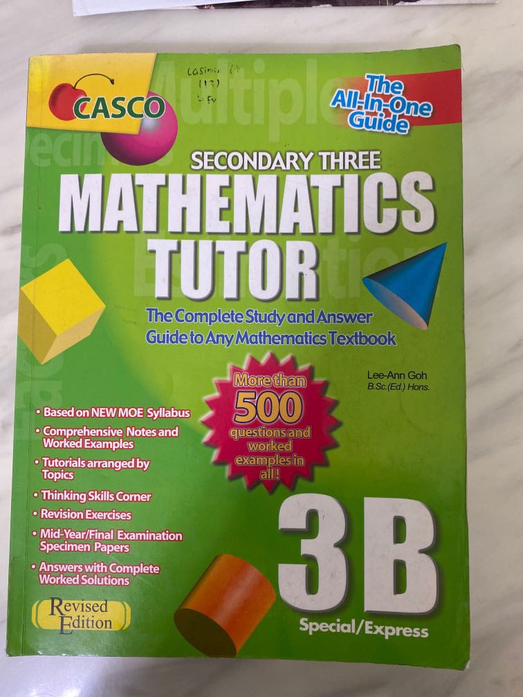 Casco mathematics tutor ALL IN ONE GUIDE secondary 3B, Hobbies & Toys ...