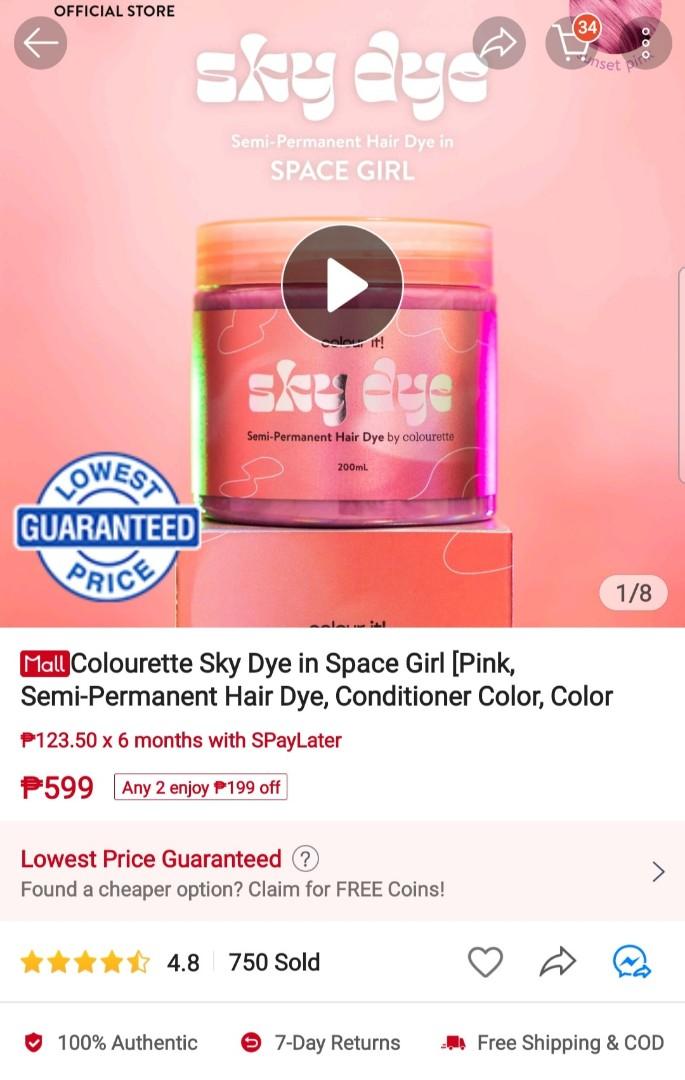 Colourette Pink Vegan Semi-Permanent Hair Dye (Skye Dye Space Girl ...