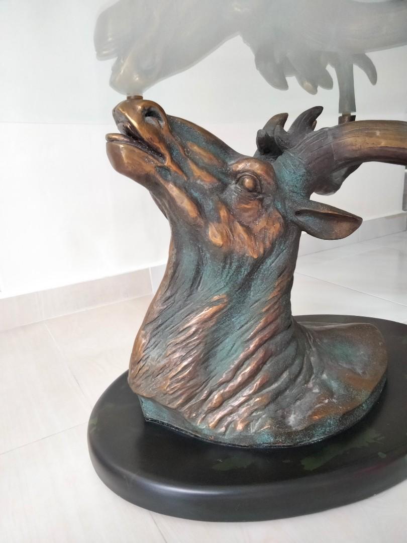 Deer Head Tempered Oval Glass Coffee table, Furniture & Home Living ...