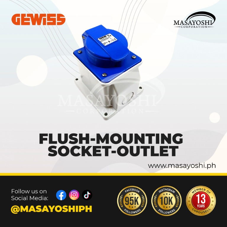 Gewiss 10° Angled Surface Mounting Socket-Outlet IP67 - 2P+E 32A 200 ...