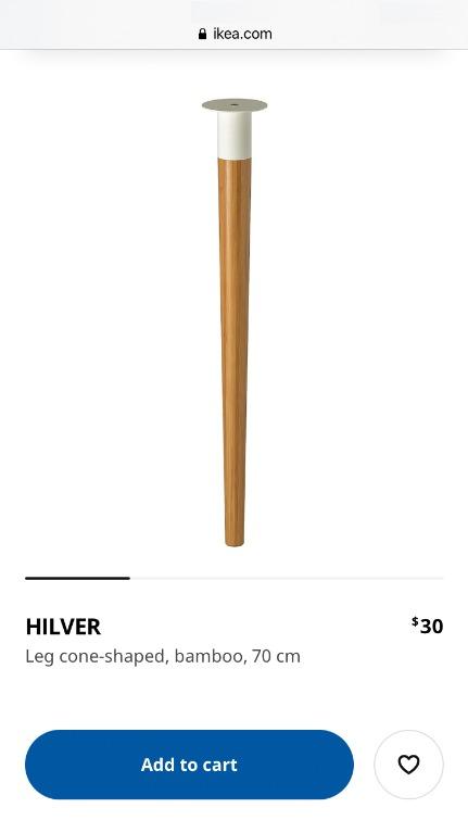 Ikea Hilver Bamboo Cone-Shaped Table Legs Set of 4, Furniture & Home ...