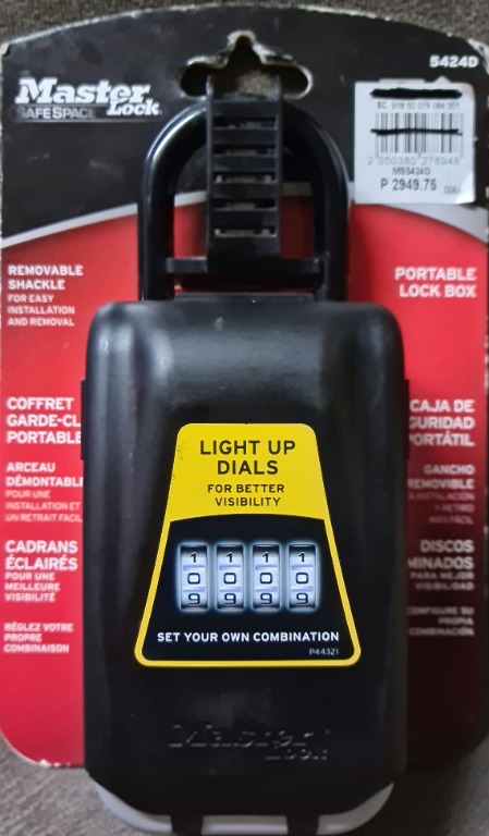 MASTER LOCK Safe Space Portable Lock Box, Furniture & Home Living ...