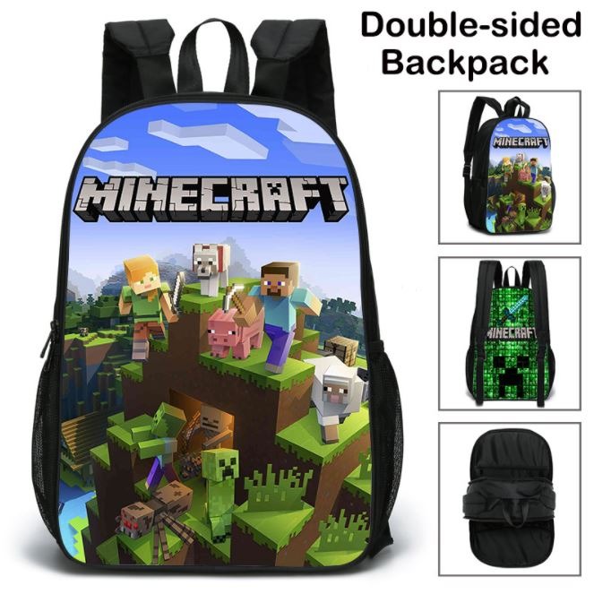 Minecraft backpack★Student Backpack★Double-sided backpack★Primary ...