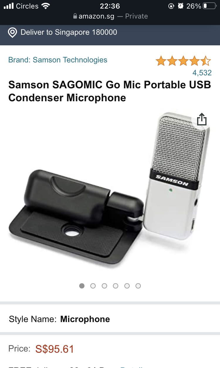Samson Go Mic USB plug & play, Audio, Microphones on Carousell