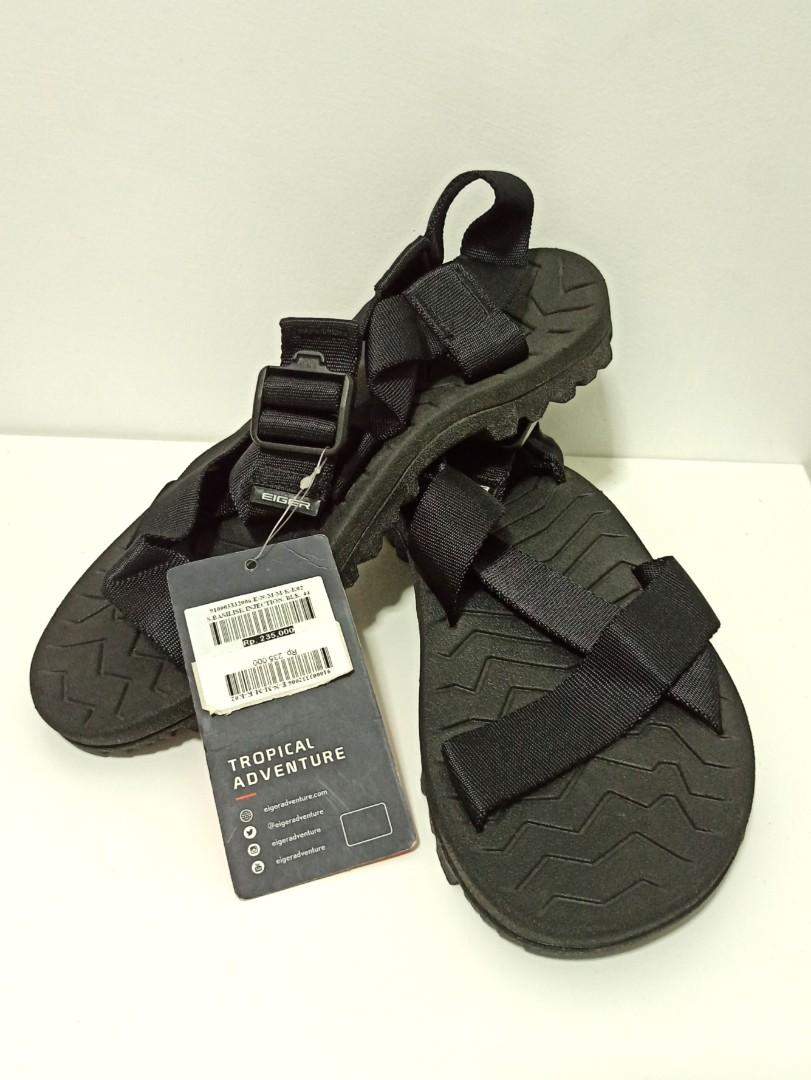 Sendal gunung EIGER new 44 dakota injection black sandal, Fesyen Pria ...