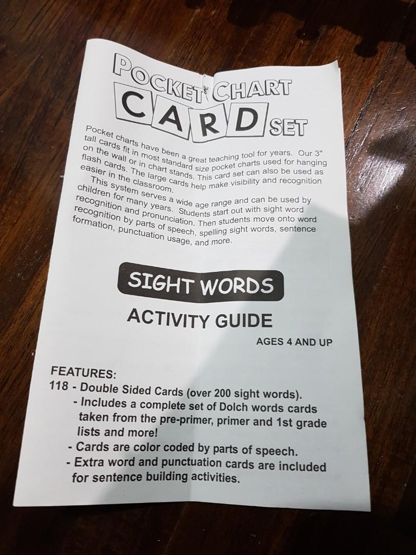 Sight words pocket chart card set, Hobbies & Toys, Toys & Games on ...