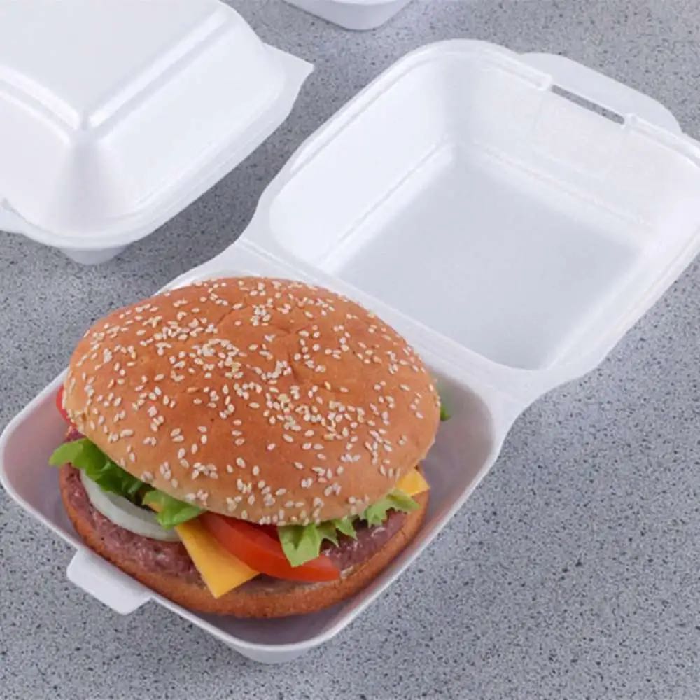 White Styrofoam Burger Box Cake Bento Disposable, Food & Drinks ...