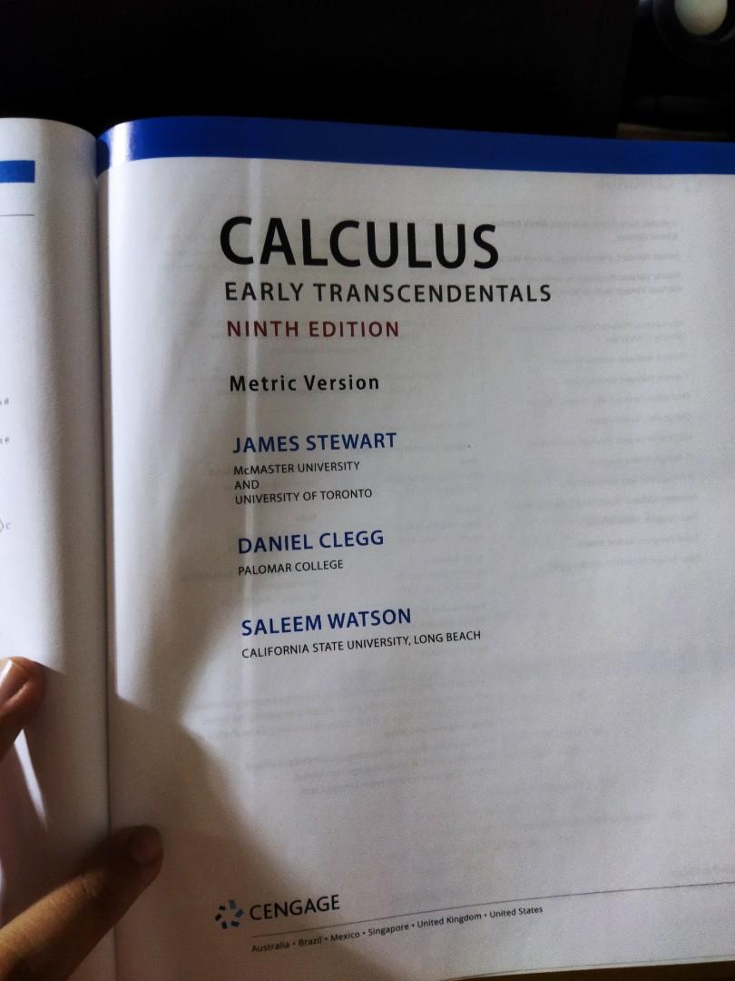 Calculus: Early Transcendentals (9th Edition; Metric/Int'l Version) Hardcover by James Stewart ...