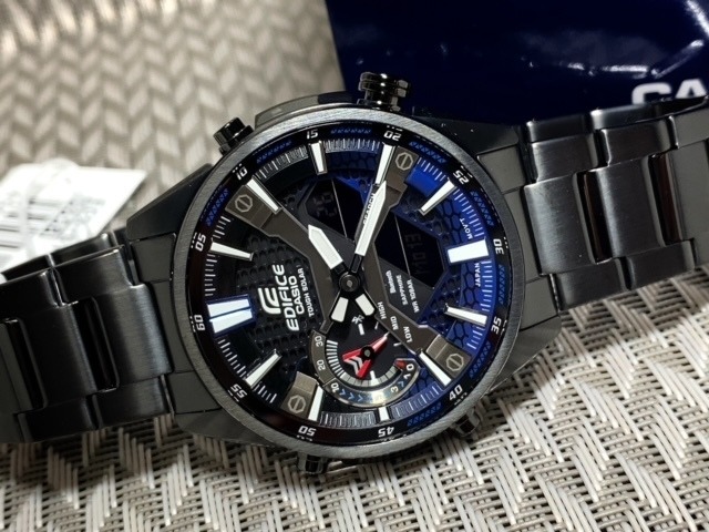 Casio Edifice ECB-S100DC-2A Mobile link Bluetooth Solar Power Black Ion Plated Stainless Steel ...