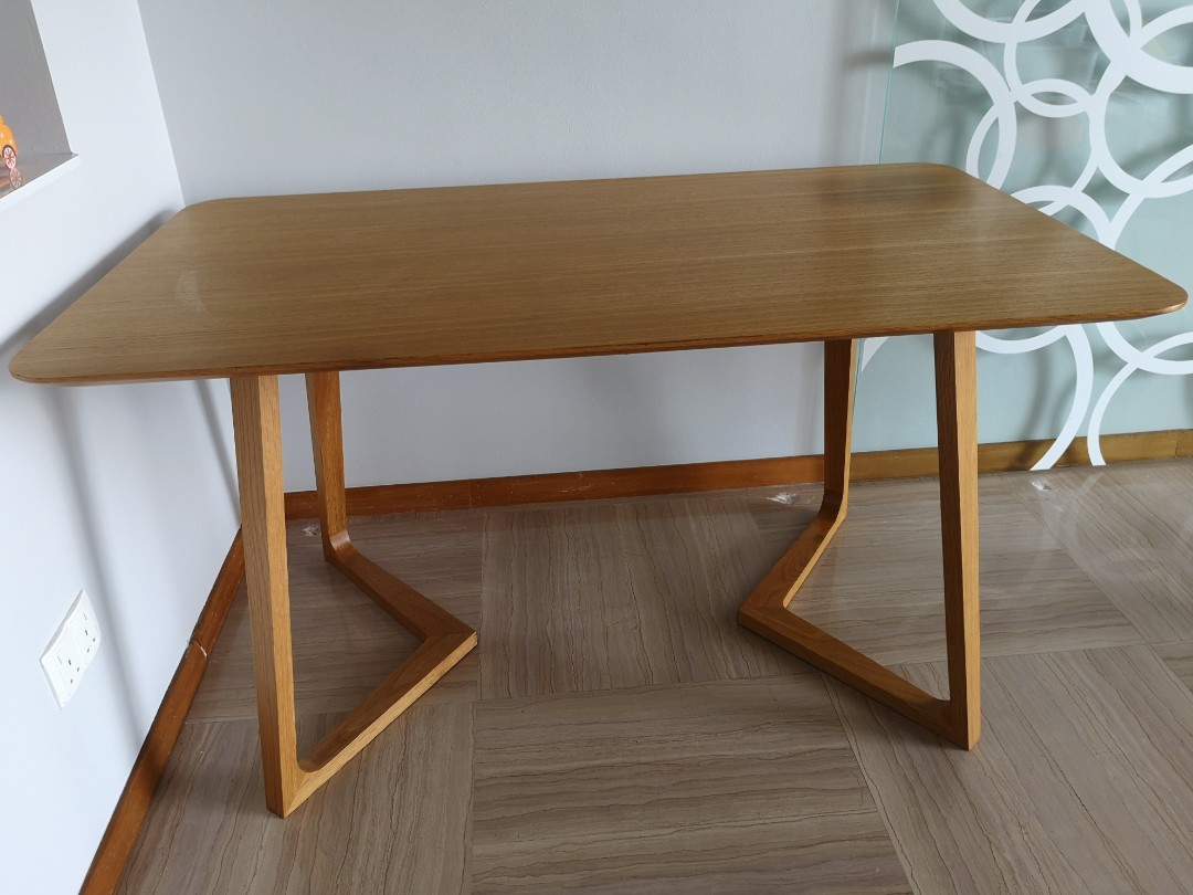 Castlery solid wood dining table 1.4m, Furniture & Home Living ...