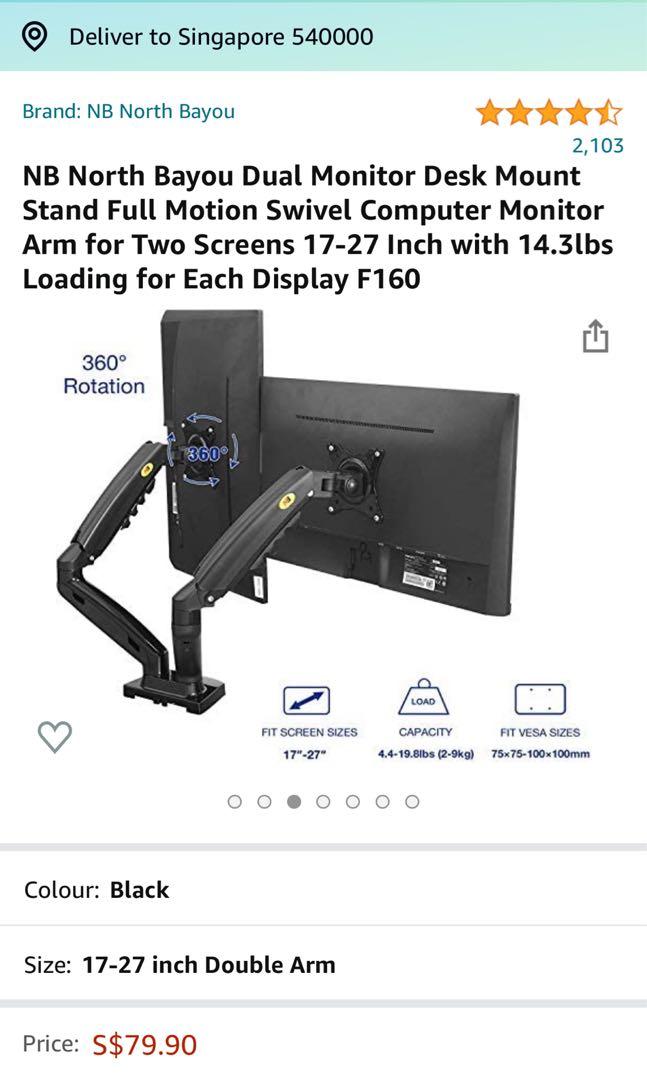 Dual monitor arm (North Bayou NB dual monitor arm), Computers & Tech ...