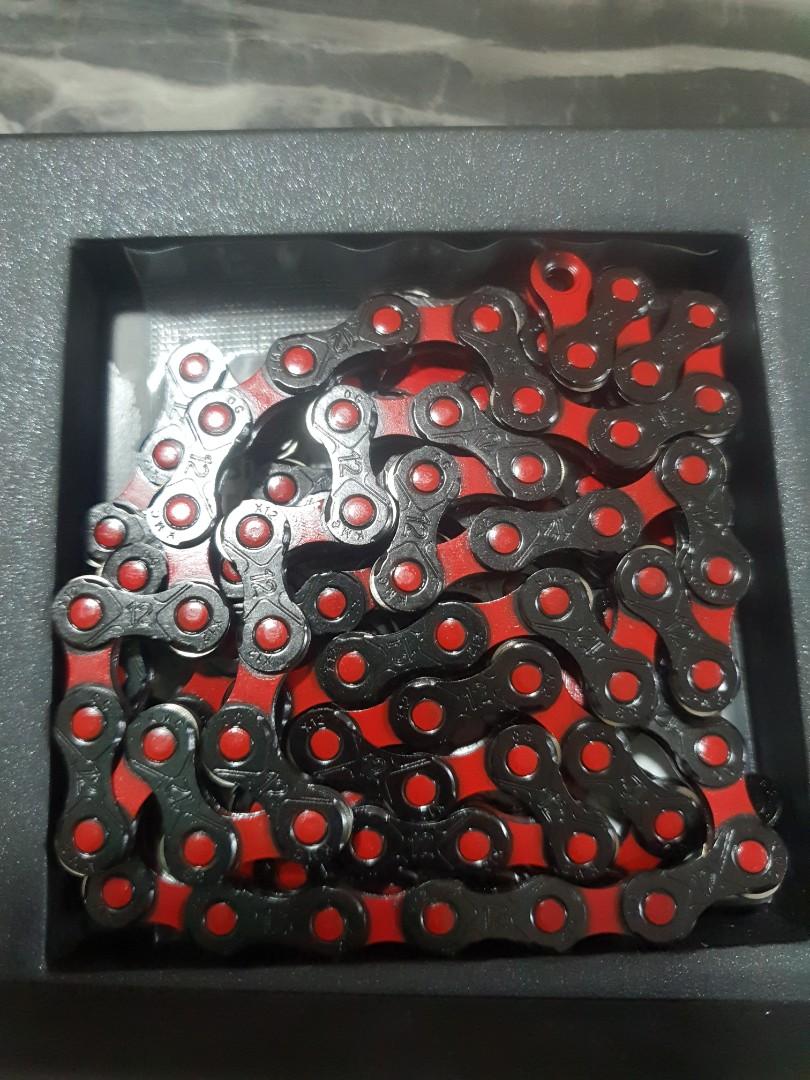 Kmc Dlc 12 speed chain (RED), Sports Equipment, Bicycles & Parts, Parts ...