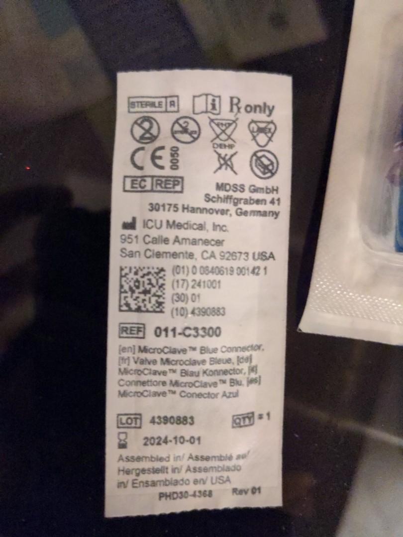 MicroClave Blue Connector, Health & Nutrition, Medical Supplies & Tools ...