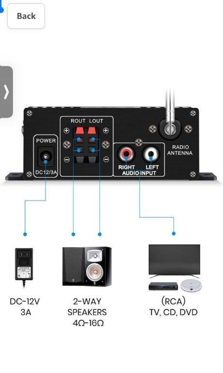 Moukey Mini amplifier home audio Bluetooth 5.0 for speakers- 50W 2 ...