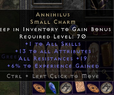 Nice 13/19/6 Annihilus Charm(Anni): Diablo 2 Resurrected, Video Gaming ...