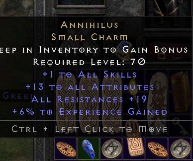 Nice 13/19/6 Annihilus Charm(Anni): Diablo 2 Resurrected, Video Gaming ...