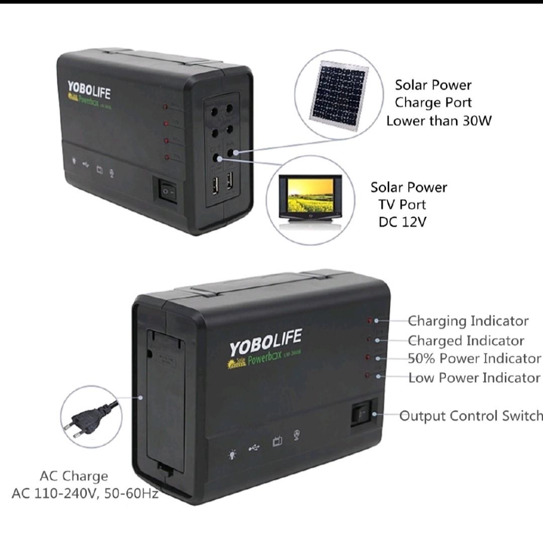 Yobolife LM-3606 Power Storage Generator Solar Panel USB Charger, TV ...