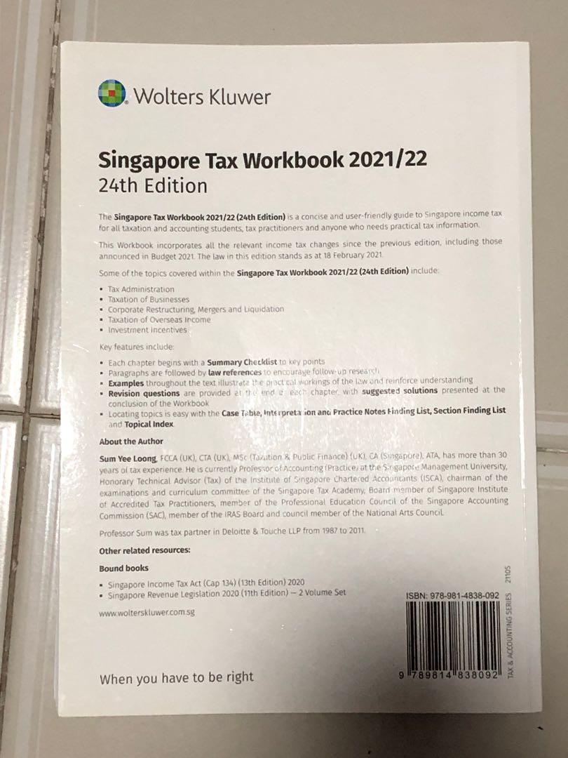 Singapore Tax Workbook 2021/2022 24edition, Hobbies & Toys, Books ...