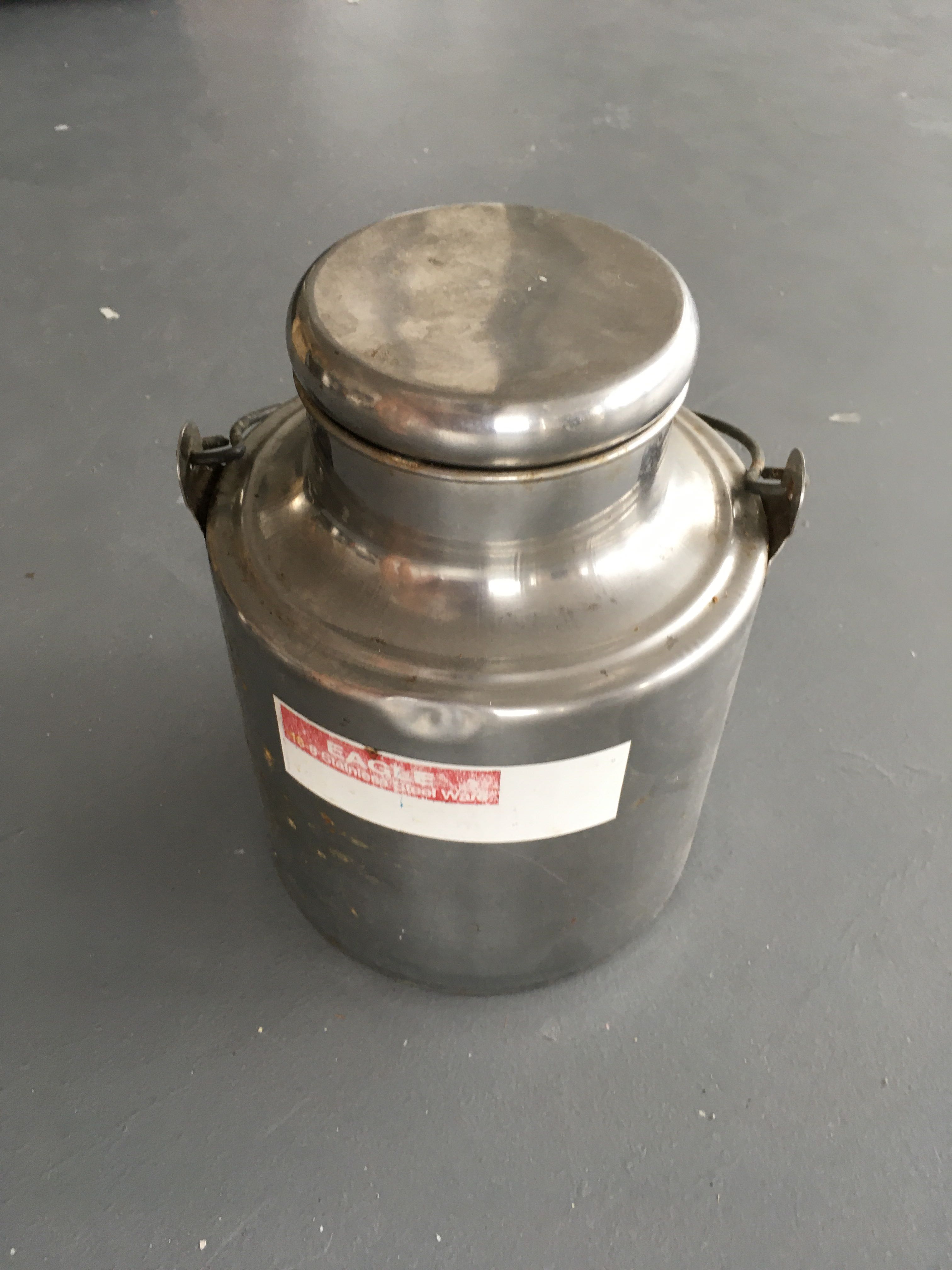 Stainless steel container / milk or syrup tin, Furniture & Home Living ...
