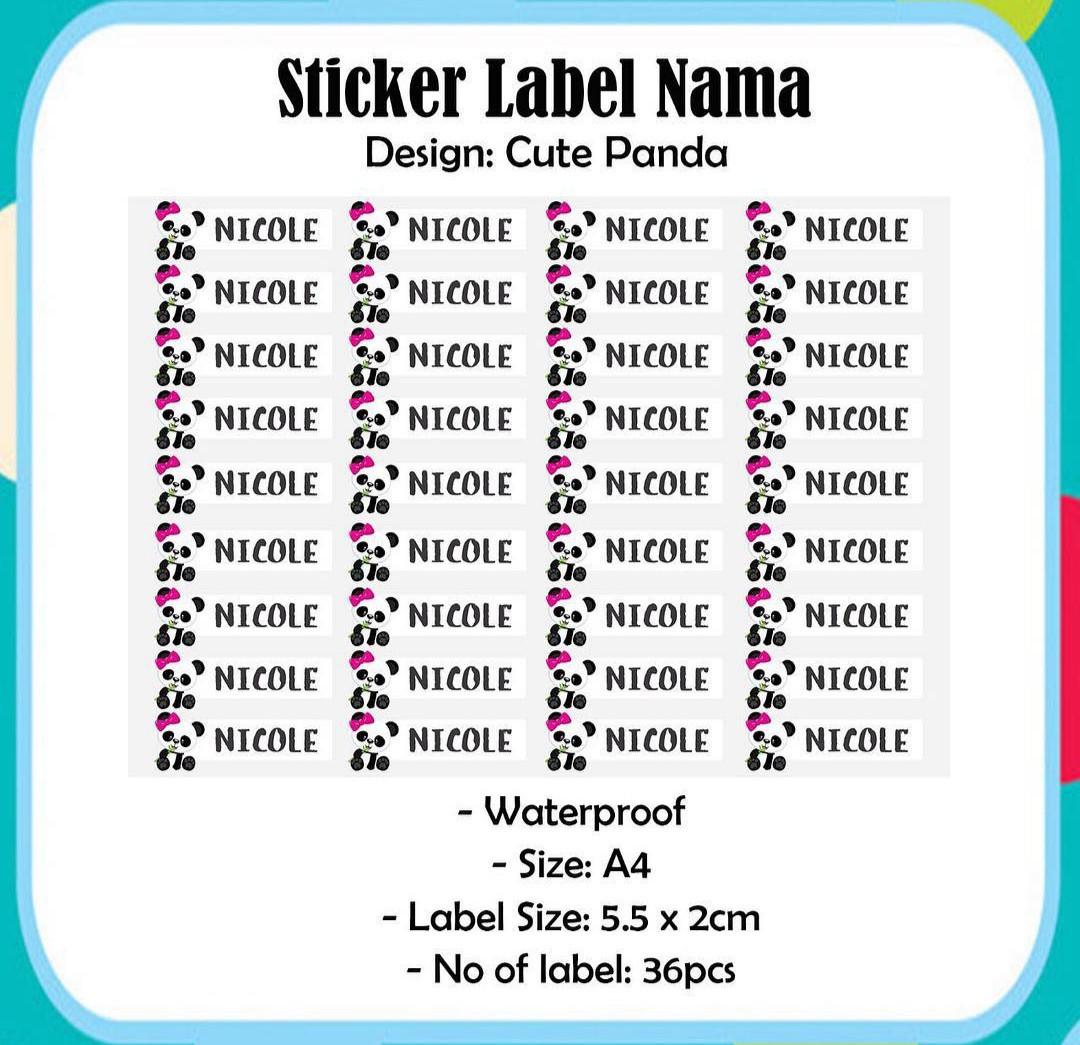 Sticker Label Name - Cute Panda, Hobbies & Toys, Stationery & Craft ...