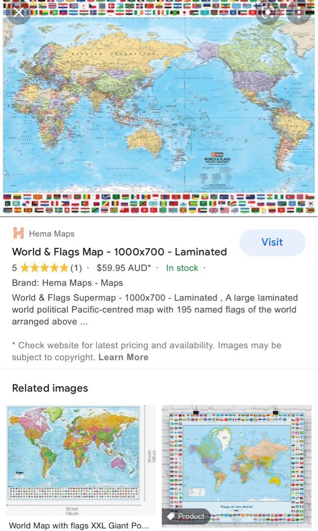 Tema World Map, Furniture & Home Living, Home Decor, Wall Decor on ...