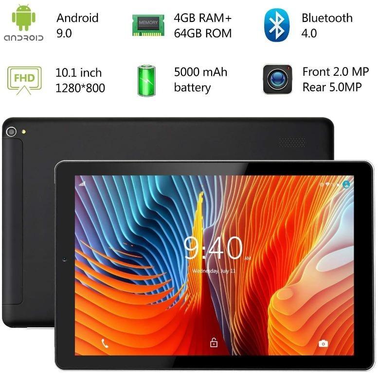 YOTOPT Tablet 10 Inch with Case Android 10.0 4G Dual SIM 64GB 4GB RAM ...