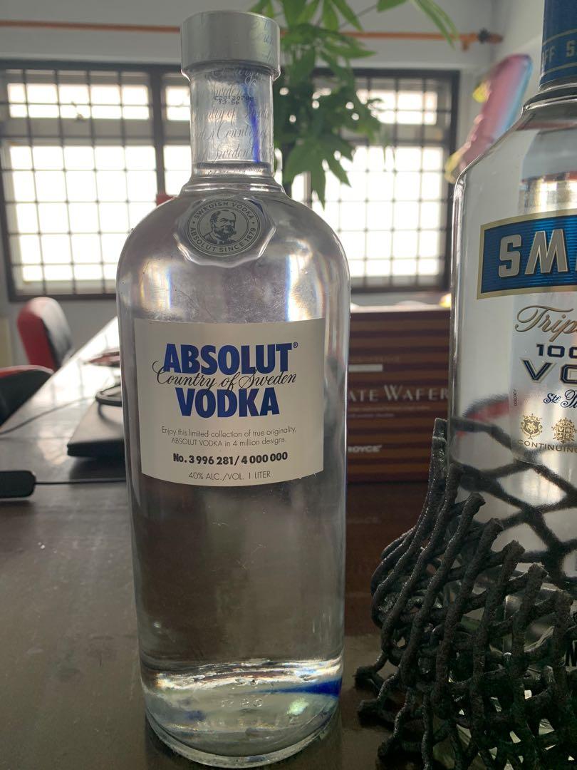 Absolute Vodka 1 Liter, Food & Drinks, Alcoholic Beverages on Carousell