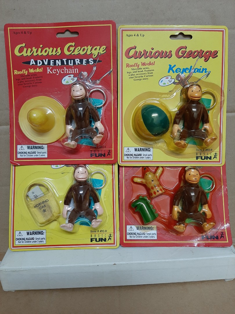 Curious George Keychain Newspaper Bag Yellow Hat Ball Puppet Basic Fun ...