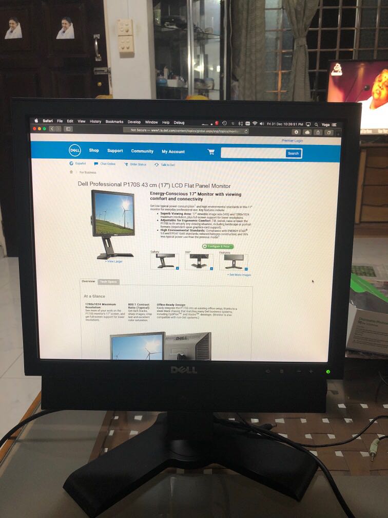 Dell P170Sb LCD Monitor with Speaker, VGA & Power cable, Computers ...