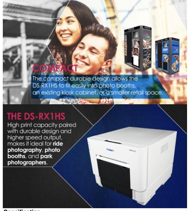 DNP DS RX-1 HS Dye Sublimation Photo Printer- FOC 1 Box 4 X 6 Paper (2 ...