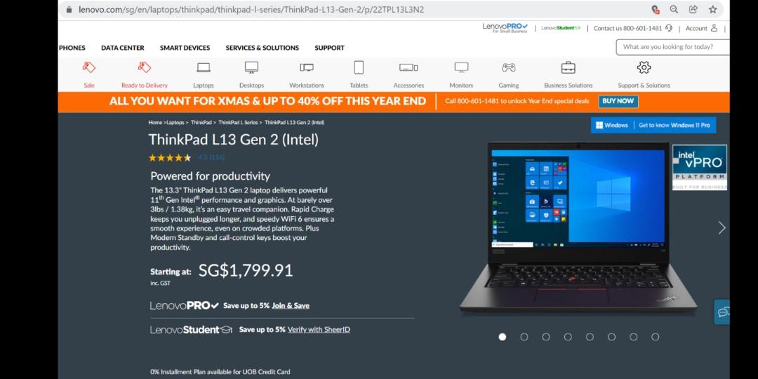 (UP:2001) $Lenovo Thinkpad L13 Gen 2 I5 1135G7|Intel Iris Xe Graphics ...